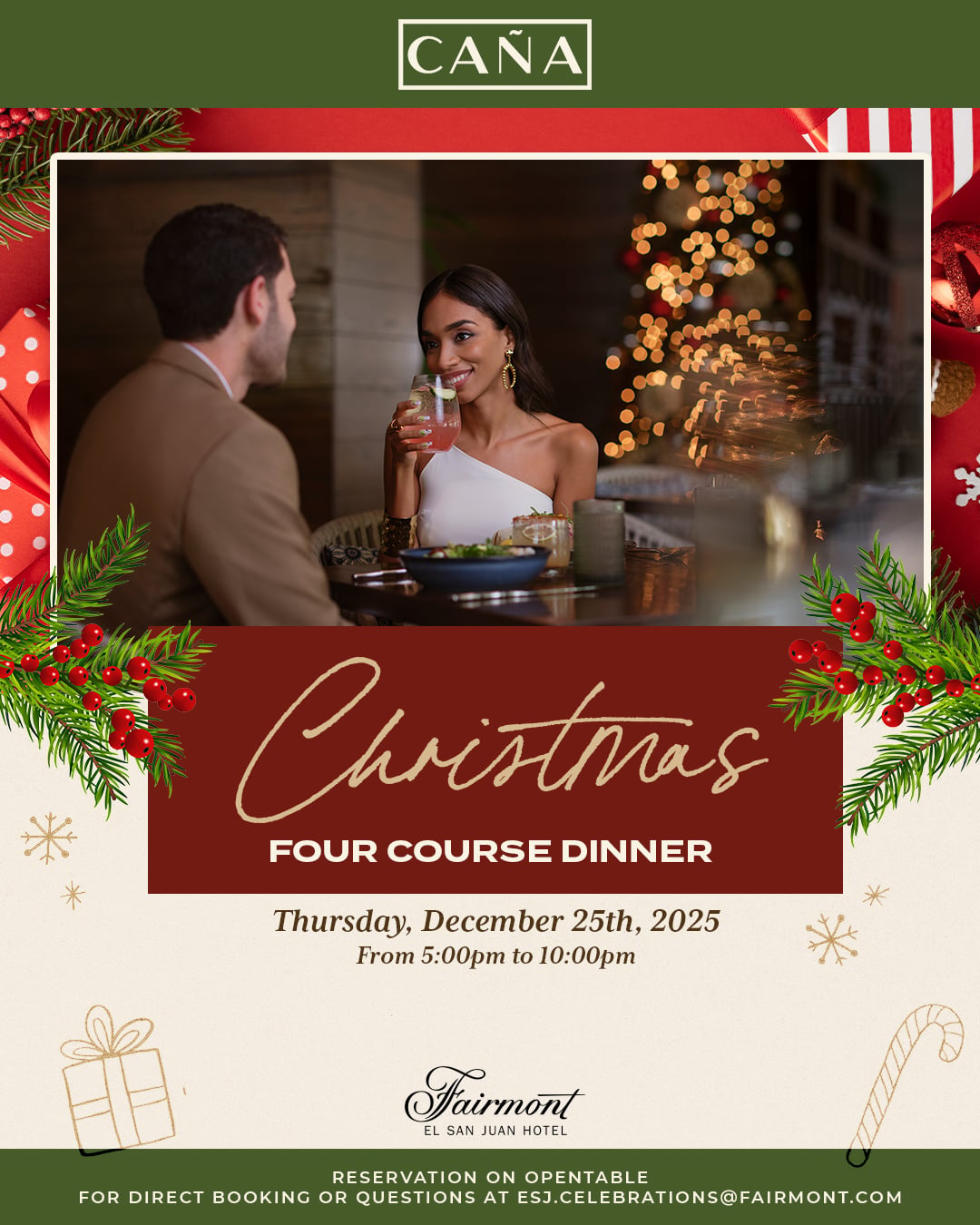 Christmas Day Four Course Dinner | Fairmont El San Juan